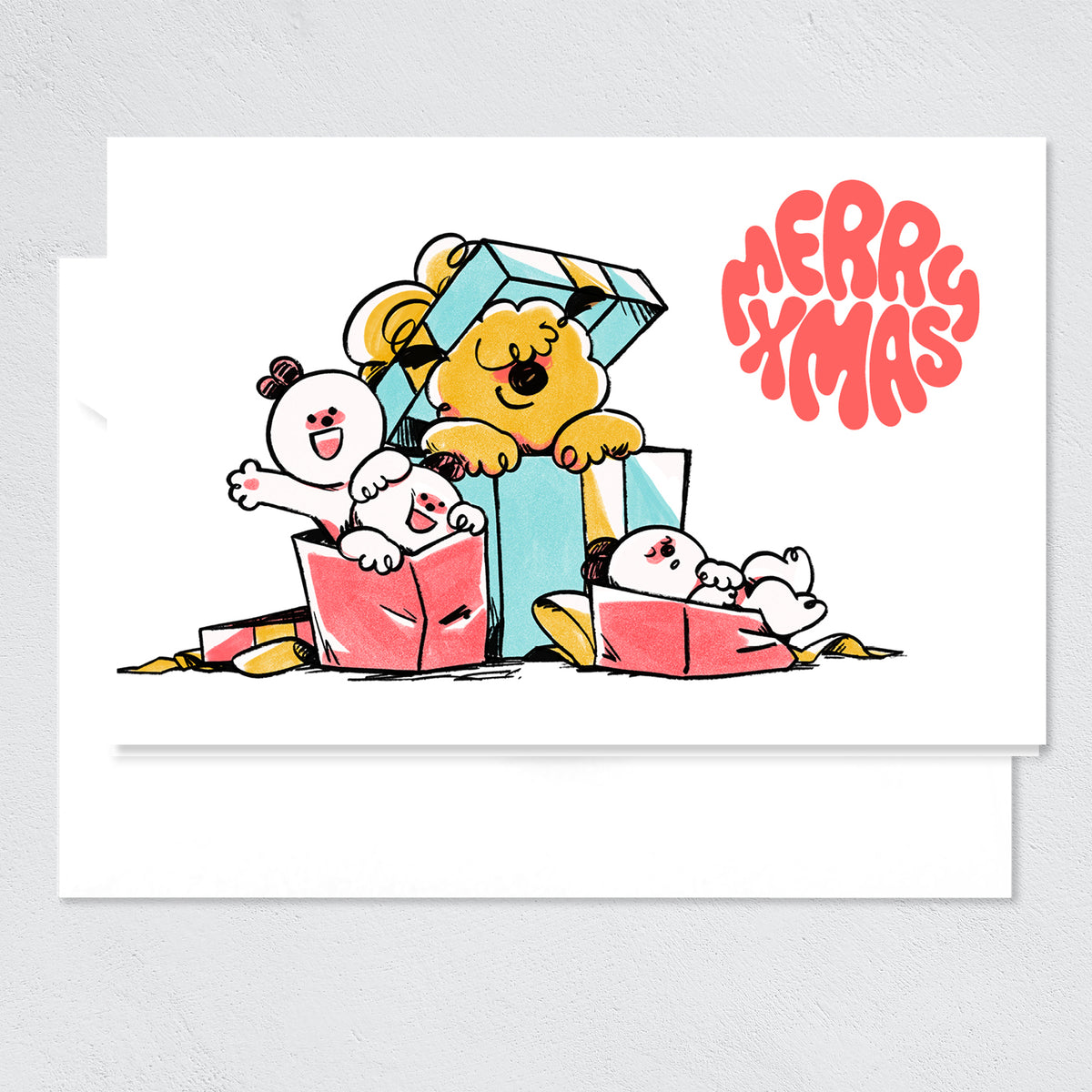 Holiday Gifts Greeting Card Large – Weekend Characters